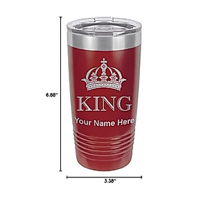 LaserGram 20oz Vacuum Insulated Tumbler Mug, King Crown, Personalized Engraving Included (Maroon)