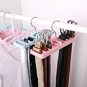 ArMordy(TM) Multifuction Storage Storage Rack Tie Belt Organizer Space Saver Rotating Scarf Ties Hanger Wardrobe Finishing Rack Space Saver[ blue ]