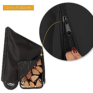 COOSOO Firewood Log Cart Cover Only Waterproof Heavy Duty Outdoor Firewood Protector with Zipper Wood Rack Storage Cover