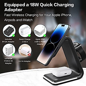 15W Fast Charging Wireless Charger, HATALKIN 3 in 1 Charging Station for Multiple Devices Apple Products, MagSafe Charger Stand for iPhone 14 13 12 Pro Max Mini iWatch 8 Ultra SE 7 6 5 4 AirPods