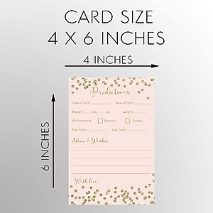 The Invite Lady Baby Shower Predictions and Baby Advice Card Pink Confetti Mom to Be Sprinkle It's a Girl Gold Glitter Confetti Printed Cards (24 Count)