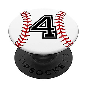 Baseball Player Jersey Number #4 | Baseball Gifts PopSockets PopGrip: Swappable Grip for Phones & Tablets