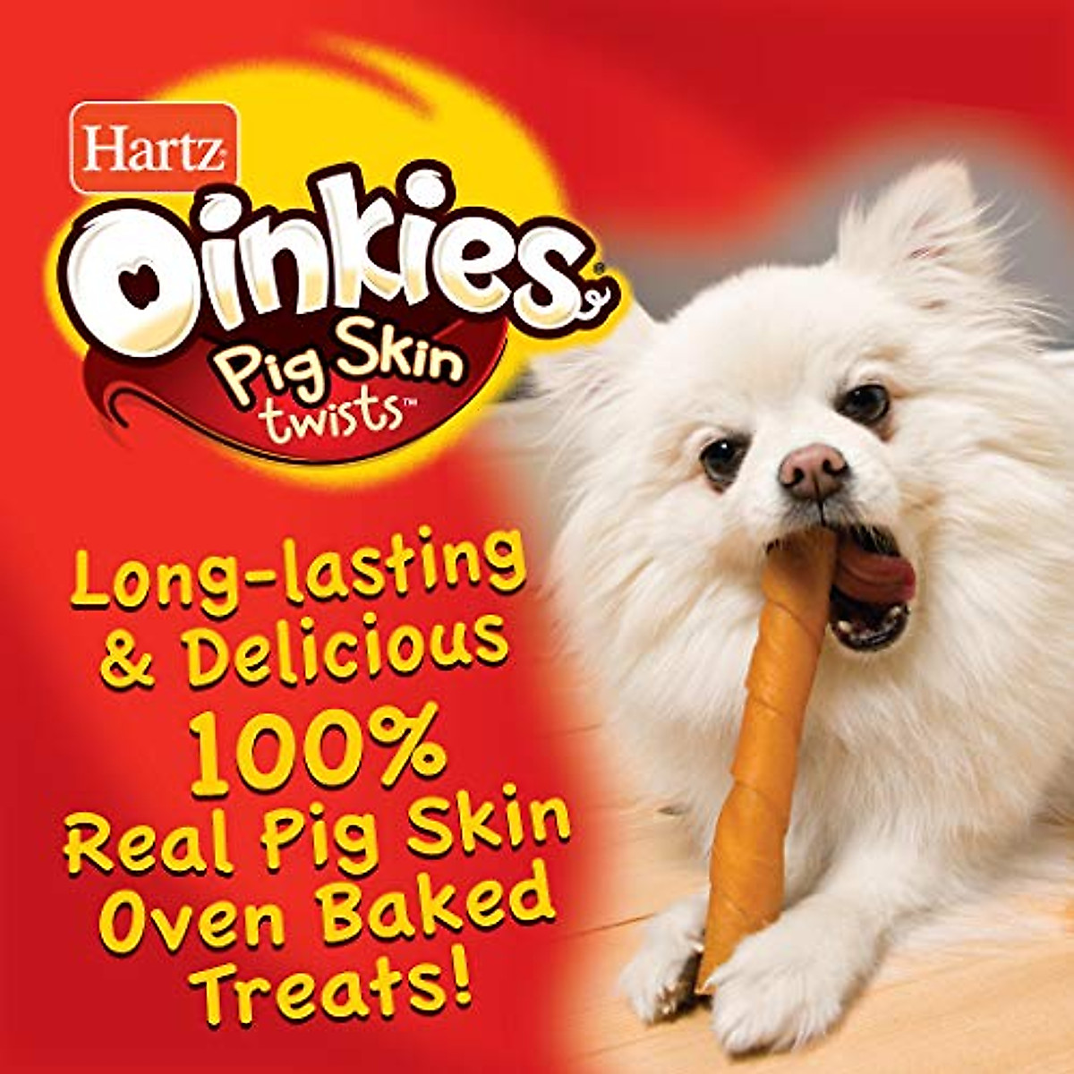 Hartz Oinkies Smoked Pig Skin Chicken Jerky Twists Dog Treats, 96 Count