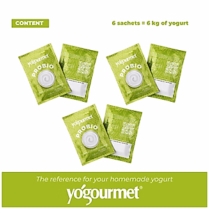 Yogourmet Yogurt Starter With Probiotics (12 Pack Bulk Version) - Make Yogurt at Home - Starter Culture - All Natural, Gluten Free, Kosher, Halal - 3 g Sachets