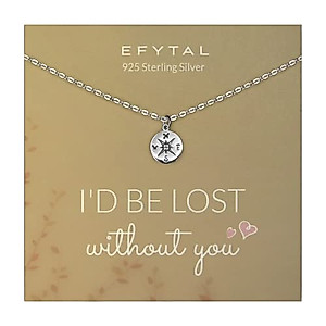 EFYTAL Compass Necklace for Women, Sentimental Gifts for Girlfriend or Wife, Necklace for Girlfriend, Promise Necklace for Her, I'd Be Lost Without You Friendship Necklace