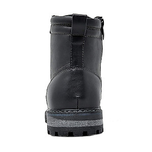 Bruno Marc Men's Engle-01 Black Motorcycle Combat Oxford Boot Fur Lining Warm Zipper Boots Size 11 M US