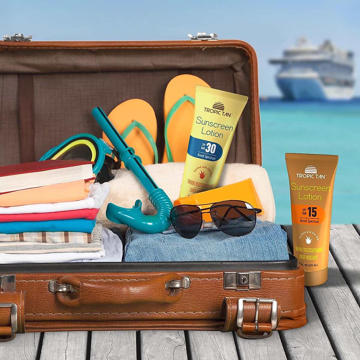 GoPong Hidden Alcohol Flasks, 2 Secret Booze Bottle Liquor Containers for Cruises, Concerts, Dorms and Games - Choose Between Sunscreen and Ice Packs 8oz