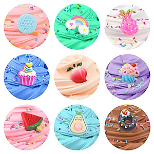 16 Pack Mini Butter Slime Kit for Kids, with Watermelon, Lemon, Cherry, Slime Accessories, Stress Relief Toys for Girls and Boys, for Kid Party, Play Education and Birthday Gift.