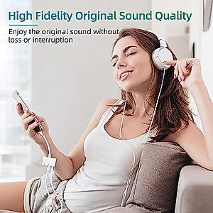 iPhone Microphone Adapter for Live-Streaming Lightning to Microphone & 3.5mm Headphone Adapter with Charging Port iPhone Audio & MIC Splitter Compatible with iPhone 14 13 12 11 SE X 8 7 Plug and Play