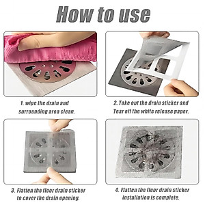 YUERUI Disposable Shower Drain Hair Catcher Mesh Stickers, Disposable Shower Drain Hair Catcher, Drain Mesh Cover, Bathroom, Laundry, Kitchen, Bathtub, Sink, for Human & Pet (30Pcs)