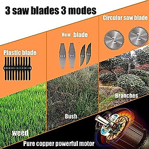 Cordless Weed Wacker Battery Powered Weed Eater Electric 3-in-1 Grass Trimmer Lawn Edger Tool Brush Cutter, Push Lawn Mower, Wheeled No-String Trimmer for Garden Yard
