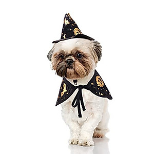 Mogoko Halloween Witch Dog Costumes, Pet Halloween Cosplay Hoodies, Adorable Cat Costume,Animal Fleece Cloak Warm Outfits Clothes for Puppy Small Dogs Cats
