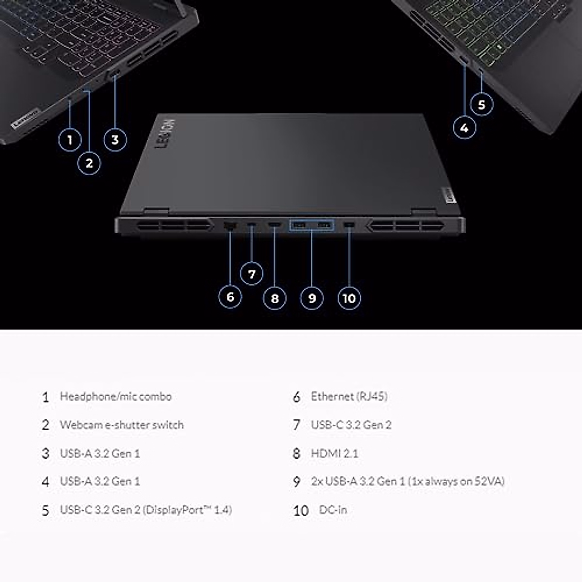 Lenovo Legion Pro 5 Gen 8 Gaming Laptop, 16” WQXGA 165Hz Display, AMD Ryzen 7 7745HX, NVIDIA GeForce RTX 4070, 64GB DDR5 RAM, 2TB SSD + 2TB SSD, Wi-Fi 6, RGB Backlit KB, Windows 11 Home, Onyx Grey
