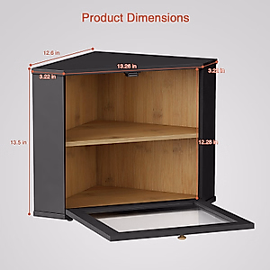 Goozii Corner Bread Box for Kitchen Countertop, Black Bread Storage Container for Homemade Bread, Two Layer Breadbox under Cabinet Mount, Large Bread Holder for Kitchen Counter, Panry Shelf
