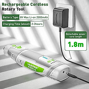 Huepar Tools Cordless Rotary Tool 8V,138pcs Accessories include MultiPro Keyless Chuck, 5 Variable Speed 5000-30000RPM Power Rotary Tool Kit for Dog Nail, Crafting Projects and DIY Creations - RT8