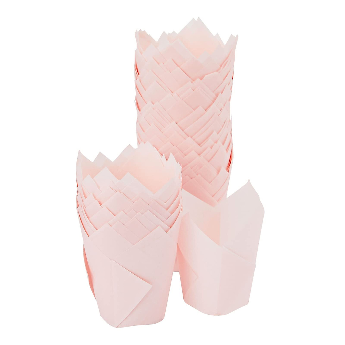 100 Pack Tulip Pink Cupcake Liners, Medium Baking Cups, and Muffin Wrappers, Perfect for Birthday Parties, Weddings, Baby Showers, Bakeries, Catering, Restaurants