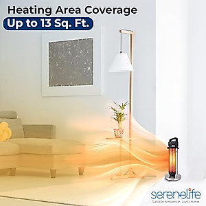 SereneLife Infrared Patio Heater, Electric Patio Heater for Indoor/Outdoor Use, Portable Heater with Remote Control, 900 W, for Restaurant, Patio, Backyard, Garage, Decks (Black)