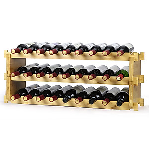 Finnhomy 18-Bottle Stackable Natural Bamboo Wine Display and Storage Rack
