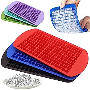 Silicone Mini Ice Cube Trays 3 Pack, 160 Crushed Ice Cube Molds Easy Release Small Ice Cube for Chilling Whiskey Cocktail, Kitchen Gadgets Stackable Ice Trays, Specialty Accessories Tool for Freezer