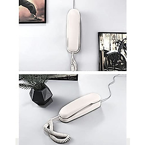 Landline Phone for Home, Corded Phone, Mini Phone, Use HD Call IC Chip, Used in Hotel, Office, Bank Call Center (White)