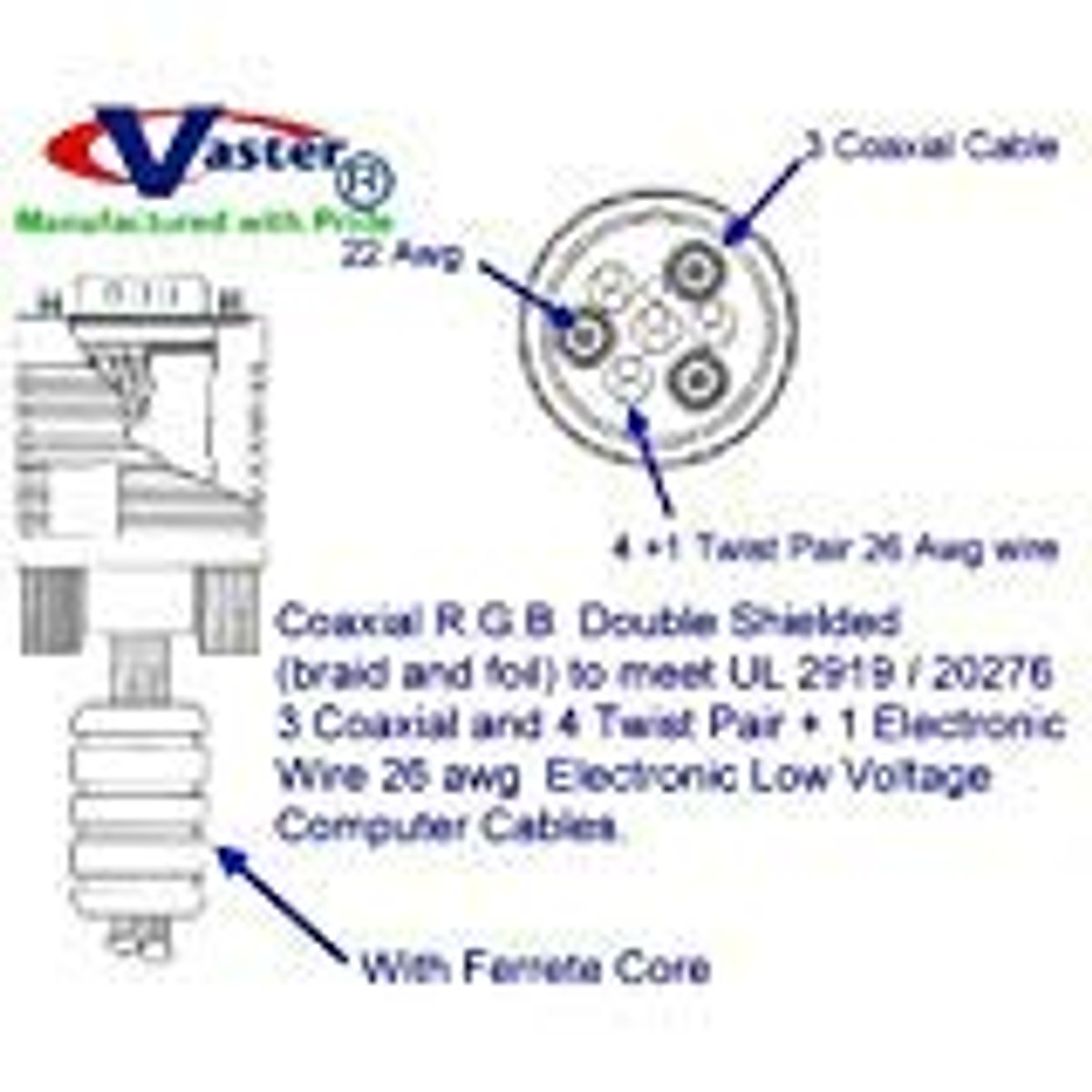 3 Ft High Speed Super VGA Monitor Video Cable Male/MaleWith Ferrite Core