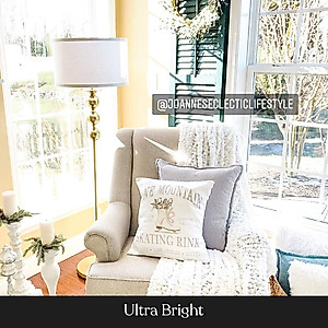 Brightech Riley LED Floor lamp, Boho Lamp for Living Rooms & Offices, Great Living Room Décor, Mid-Century Standing Lamp for Bedroom Reading, Tall Lamp with Drum Shade - Gold/Brass