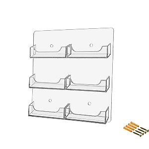 Marketing Holders Wall Business Card Holder with Hanging Hardware for 3.5" x 2" Horizontal Gift or Appointment Cards 6 Pocket Clear Acrylic Take One ID Badge Display Rack