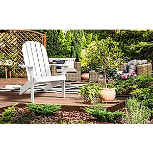 Vobelta Adirondack Chair, Premium Poly Lumber, Heavy Duty, Weatherproof, Recyclable Plastic, Outdoor Garden Patio Poolside Adirondack Chairs, Classic Collection (White)