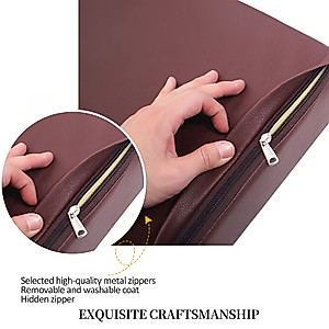 Ptosziav Leather Thick Not-Slip Chair Pads Memory Foam Chair Seat Cushion Removable Chair Padding for Office Dining Chair(Black 40cm/16in)