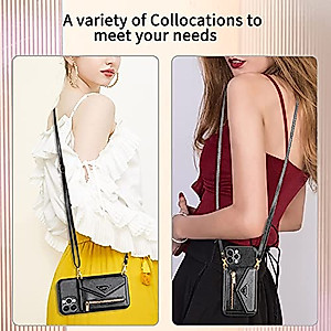 ZCDAYE Crossbody Wallet Phone Cases for iPhone 13, iPhone 13(6.1 inch) Wallet Phone Case, Premium Leather Phone Case for iPhone 13(6.1 inch) - Black