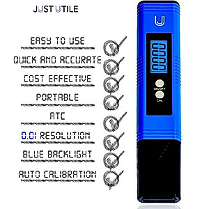 Digital pH Meter - Water Quality Tester, 0.01 High Accuracy and ATC, x6 Calibration Packs - pre calibrated pH Meter for Water, Pool, Soil, Hydroponics, Aquarium, Beer Brewing, Wine, Food, Urine, lab