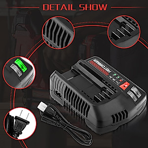 2 Packs 20V 3.0Ah V20 Lithium ion Replacement Battery and CMCB104 Charger Compatible with Craftsman 20 Volt Battery MAX CMCB205 CMCB204 CMCB206 CMCB202 CMCB201 20 Volt Cordless Power Tools (Red)