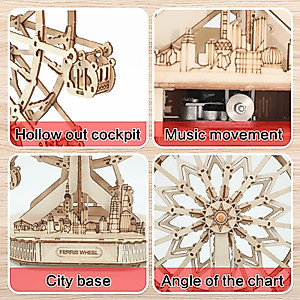 3D Wooden Puzzle for Adults Teens Ferris Wheels Music Model Kits for Boys and Girls DIY Crafts Kits Brain Teaser Puzzle for Kids Christmas/Birthday Gifts