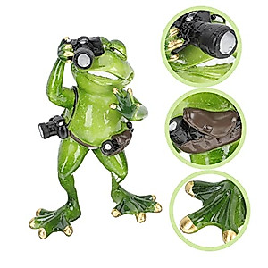 Yardwe 3pcs Statue Yard Pose Gnomes Frogs Desktop Collectible Fairy Bonsai Paparazzi Garden Mascot Table Micro for Spring Home Frog Sculpture Decorative Cowboy Personalized Shelves Shape