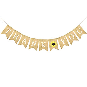 FAKTEEN Thank You Burlap Banner with Sunflower for Rustic Wedding Party Baby Shower Bunting Garland Home Decorations Photo Booth Props
