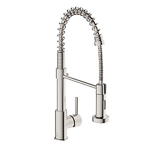 Kitchen Faucet, Commercial Kitchen Sink Faucets with Pull Down Sprayer, Stainless Steel Faucets for Kitchen Sinks, Dual Function Spray Head, Single Handle Spring Kitchen Faucets -Brushed Nickel