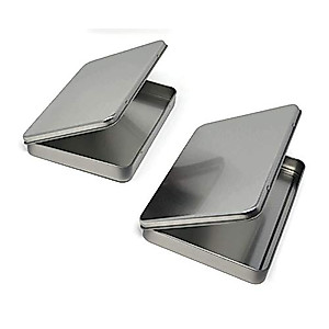 (2 Pack) Tin Container, Large (7.25" x 5.25" x 1") by Crafftin - Hinged, Metal Rectangular tins for Crafts, Survival Supplies, Kitchen Storage, and General Organization