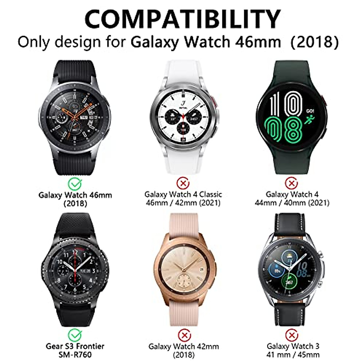 Case Compatible Samsung Galaxy Watch 46mm, NaHai TPU Slim Plated Case Shock-Proof Cover All-Around Protective Bumper Shell for Galaxy Watch 46mm SM-R800 Smartwatch, (Not Galaxy Watch 4 Classic 46mm)