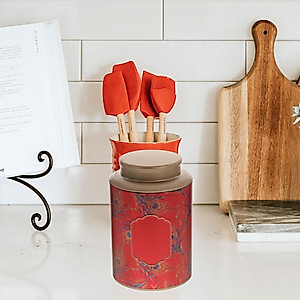 ABOOFAN 2pcs Tea Storage Tin Tea Canister Tinplate Tea Storage Holder Airtight Tea Tin Coffee Bean Canister