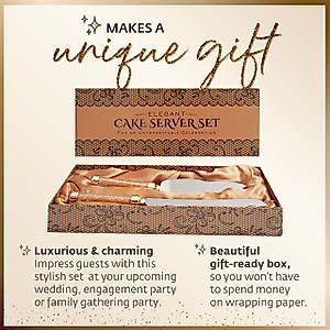 Cake Knife And Server Set With Gold Glittering Bead Handles - Packaged in a Gift box- Gift Idea For Weddings, Birthdays, Anniversaries