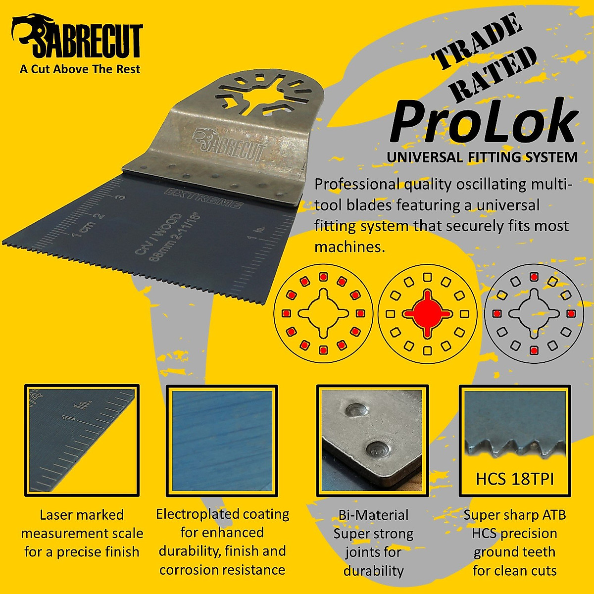 25 x SabreCut PRK25A Premium OMT Mix Blades Set Compatible with Bosch Fein (ONLY Non-StarLock) Makita Milwaukee Genesis Chicago Craftsmen Nextec Rockwell Ryobi Hitachi Multi Tool Accessories