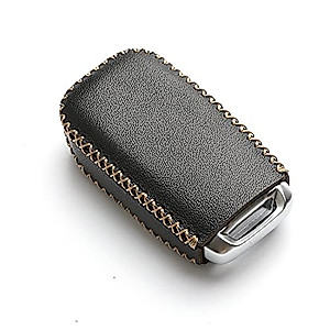 WFMJ Leather for RAM 1500 2019 2020 2021 2022 Remote 4 Buttons Key Fob Case Cover Chain (Black)