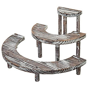 MyGift 3 Tier Rustic Torched Wood Semicircle Cupcake Stand Display Risers