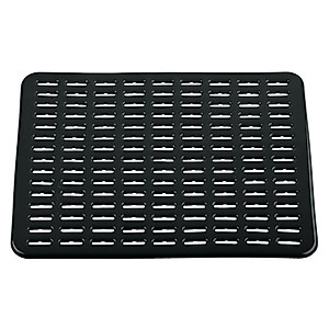 iDesign Syncware Plastic Sink Grid, Non-Skid Dish Protector Mat for Kitchen, Bathroom, Basement, Garage, 12" x 15.75", Black