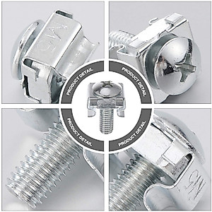 TEHAUX Rack Mount Hardware 200 Pcs Nut Computer Servers Cabinet Screws Network Rack Screws Server Rack Screws Rack Mount Screw Clip Dedicated Steel Server Shelves