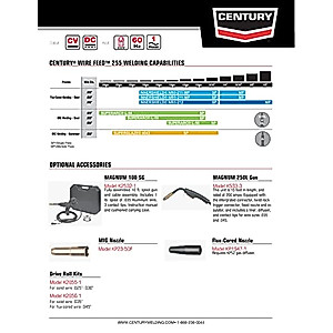 Century 255 Flux-Cored/MIG Wire-Feed Welder, 30-255 amp Output, 230V Input