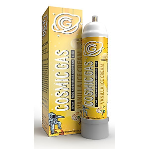 Cosmic Gas Vanilla Ice Cream Flavor Whipped Cream Dispenser Cartridge Tank, Nitrous Oxide 1L 615 Gram, Whipped Cream Tank, N2O Charger Tank, 1 Cylinder