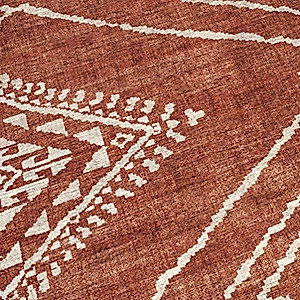 ReaLife Machine Washable Rug - Stain Resistant, Non-Shed - Eco-Friendly, Non-Slip, Family & Pet Friendly - Made from Premium Recycled Fibers - Moroccan Diamond - Orange, 5' x 7'