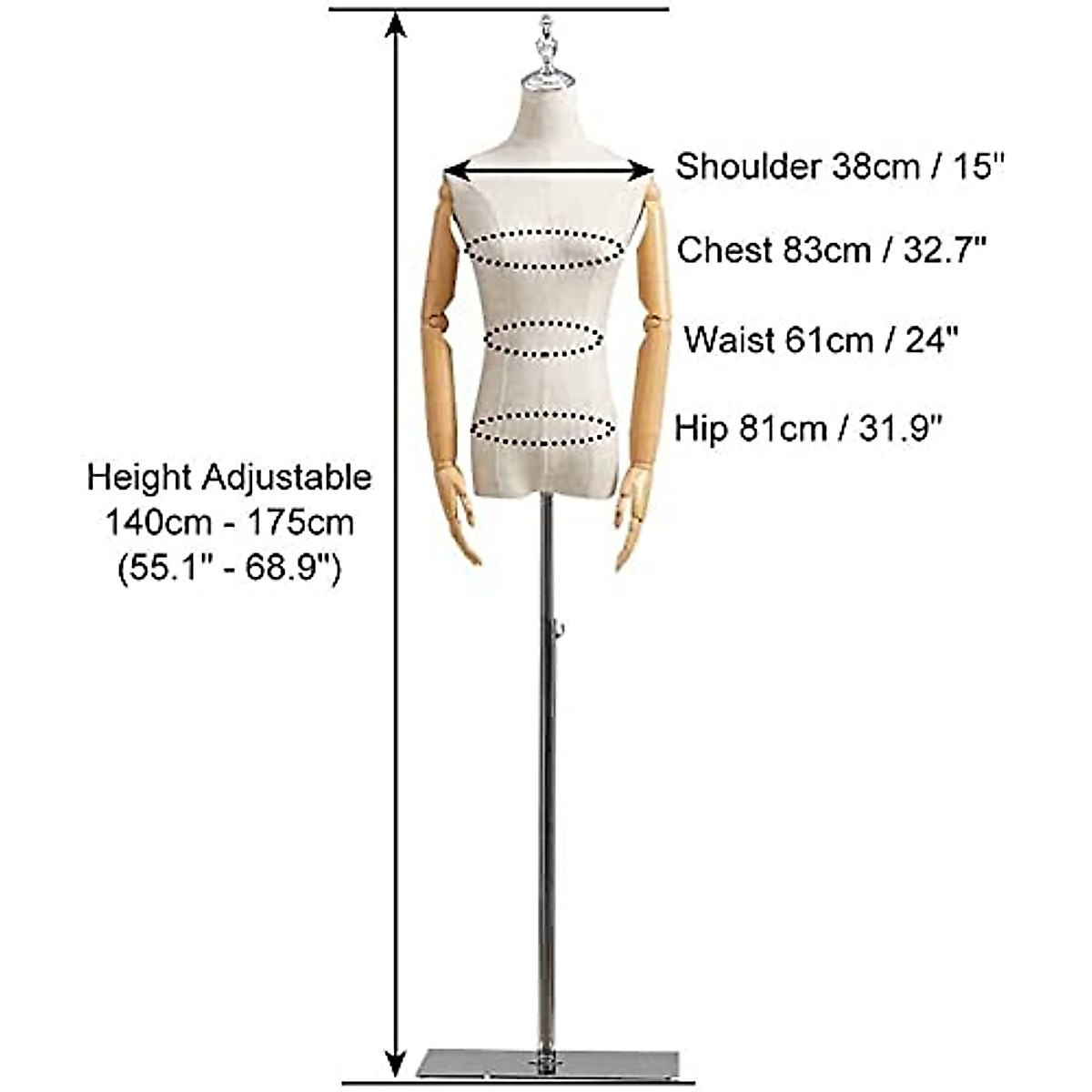 Tailors Dummy Mannequins Female Mannequin Extra - Mannequin Body Stand for Clothing Display/Room Decor/Store Window, with Metal Square Base Dressform Mannequin