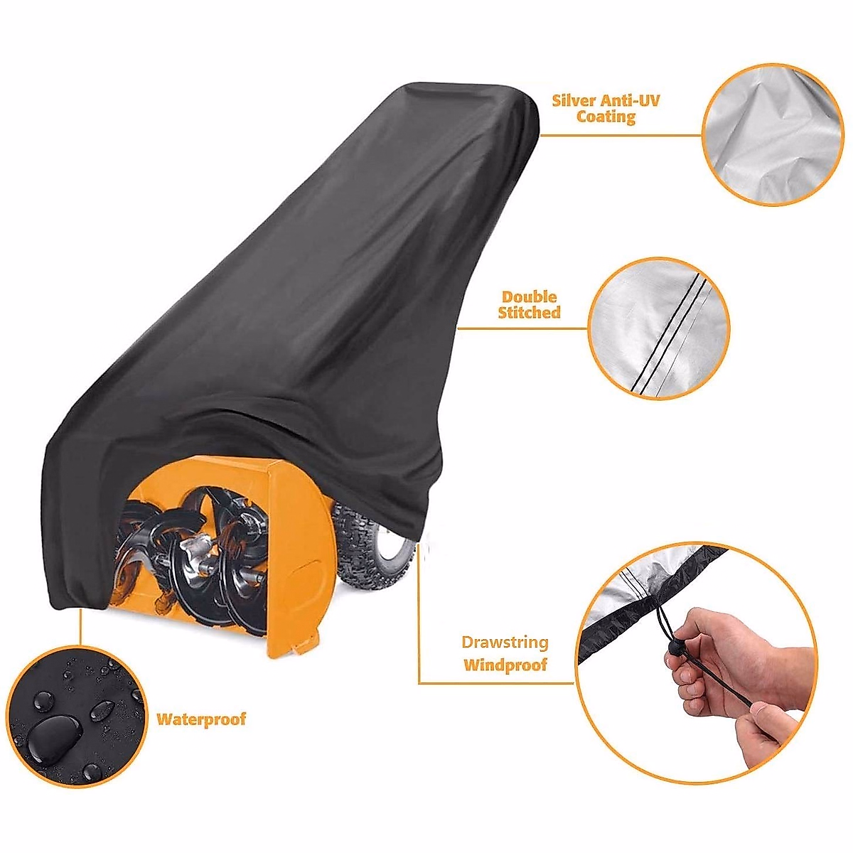 UCARE Snow Thrower Cover Waterproof Dustproof Snow Blower Covers for Most Electric Two-Stage Snow Throwers (M: 47.24x31.89x40.16 in/ 120x81x102 cm)